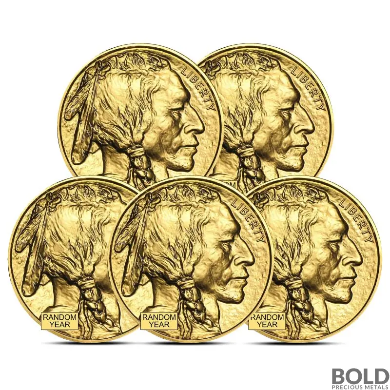 1 oz American Buffalo Gold Coin BU (Random, Lot of 5)
